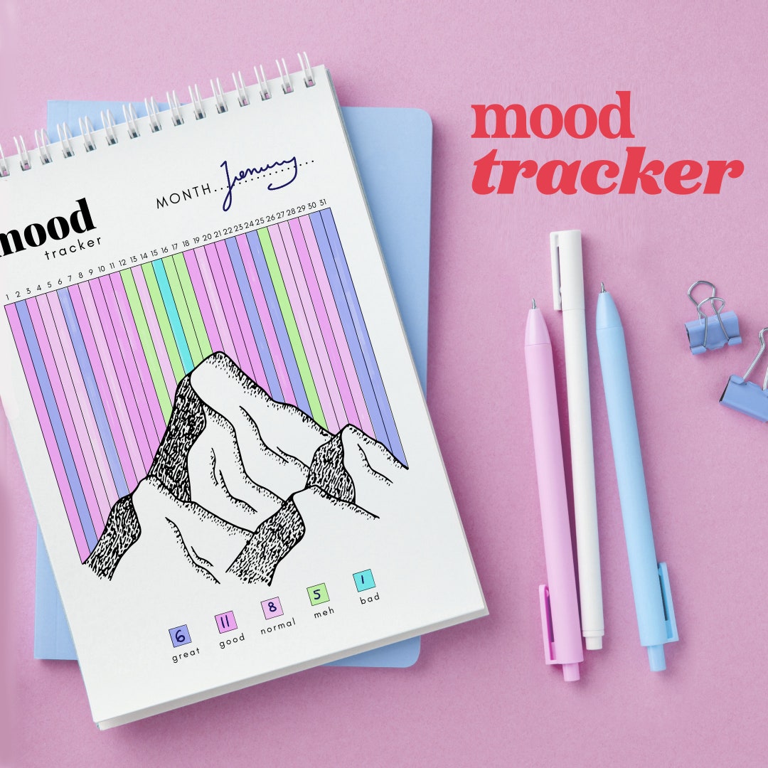 A5 Printable Bullet Journal Pages, Mood Tracker, Circular Mood Chart ...