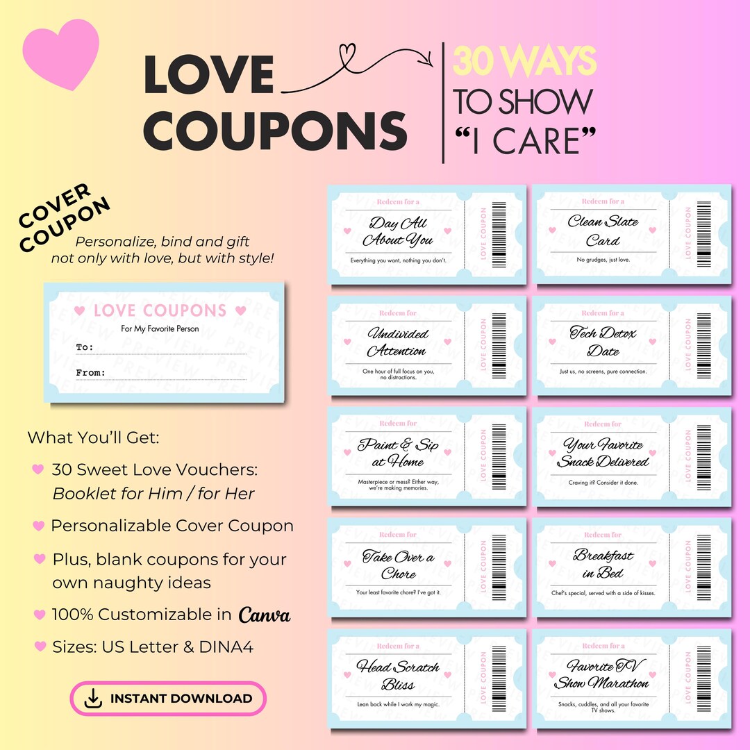 30 Days of Love: Coupons Booklet - Etsy