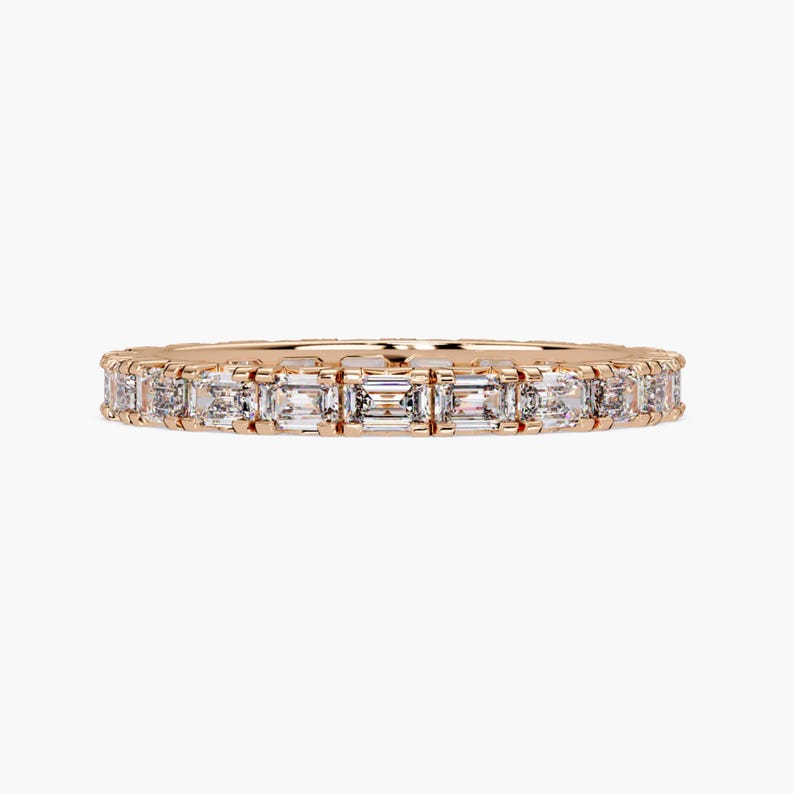 14K Gold Emerald Cut Lab Grown Diamond Eternity Ring, 1.50 Ct - Etsy