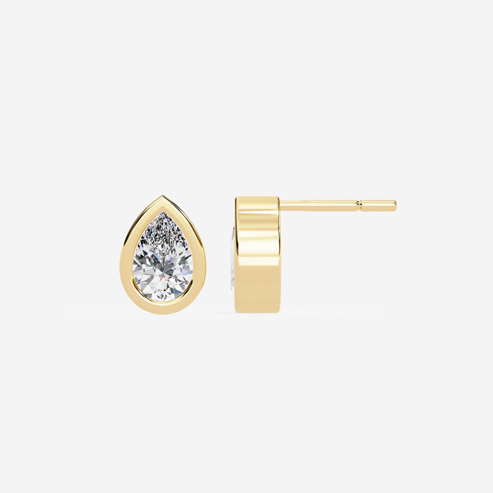 Pear Shape Natural Diamond Studs, Tear Drop Studs, 14k Gold Diamond ...