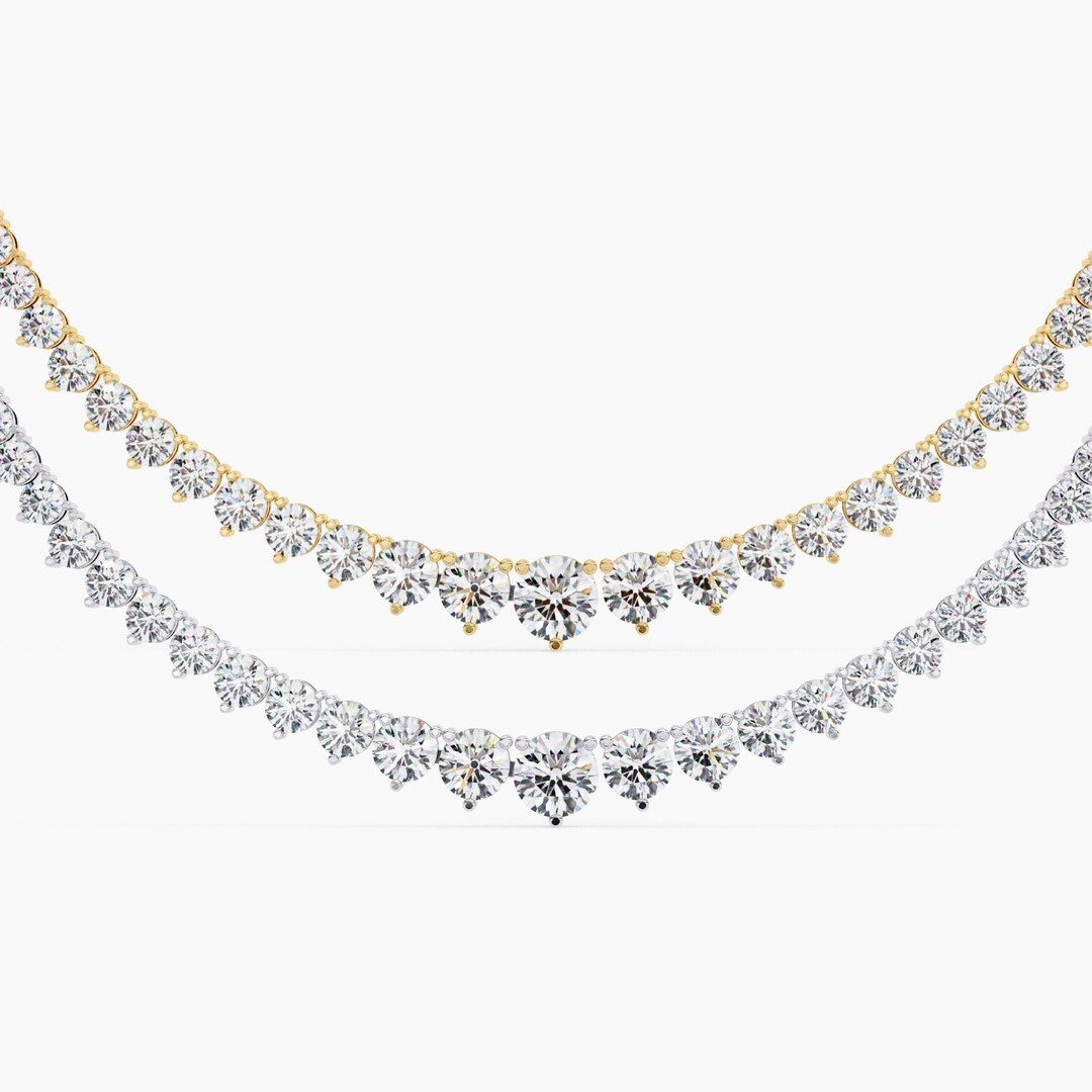 Tennis Necklace Diamond Necklace Half Way Tennis Graduated Choker 5 ...