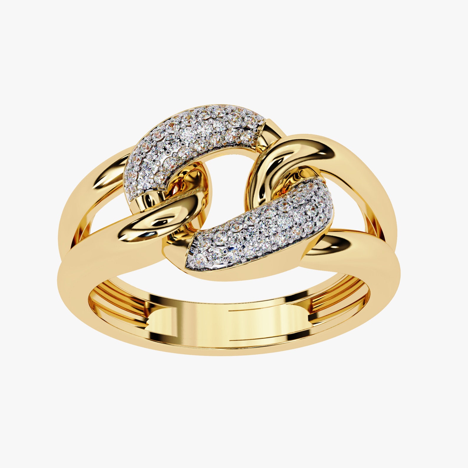 14k Gold Diamond Chain Link Ring: 0.15ct Split Shank Statement Ring - Etsy