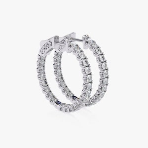 Inside Out Diamond Hoops Large Diamond Hoop Earrings 14k Solid Gold ...