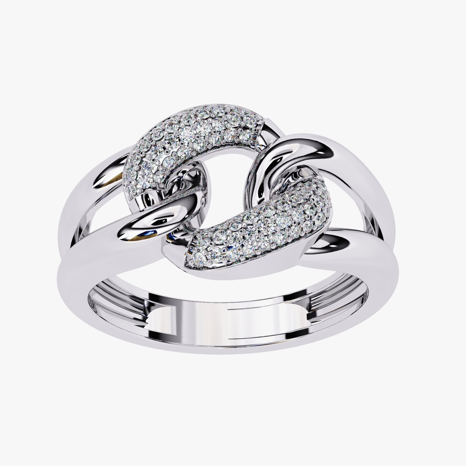 14k Gold Diamond Chain Link Ring: 0.15ct Split Shank Statement Ring - Etsy