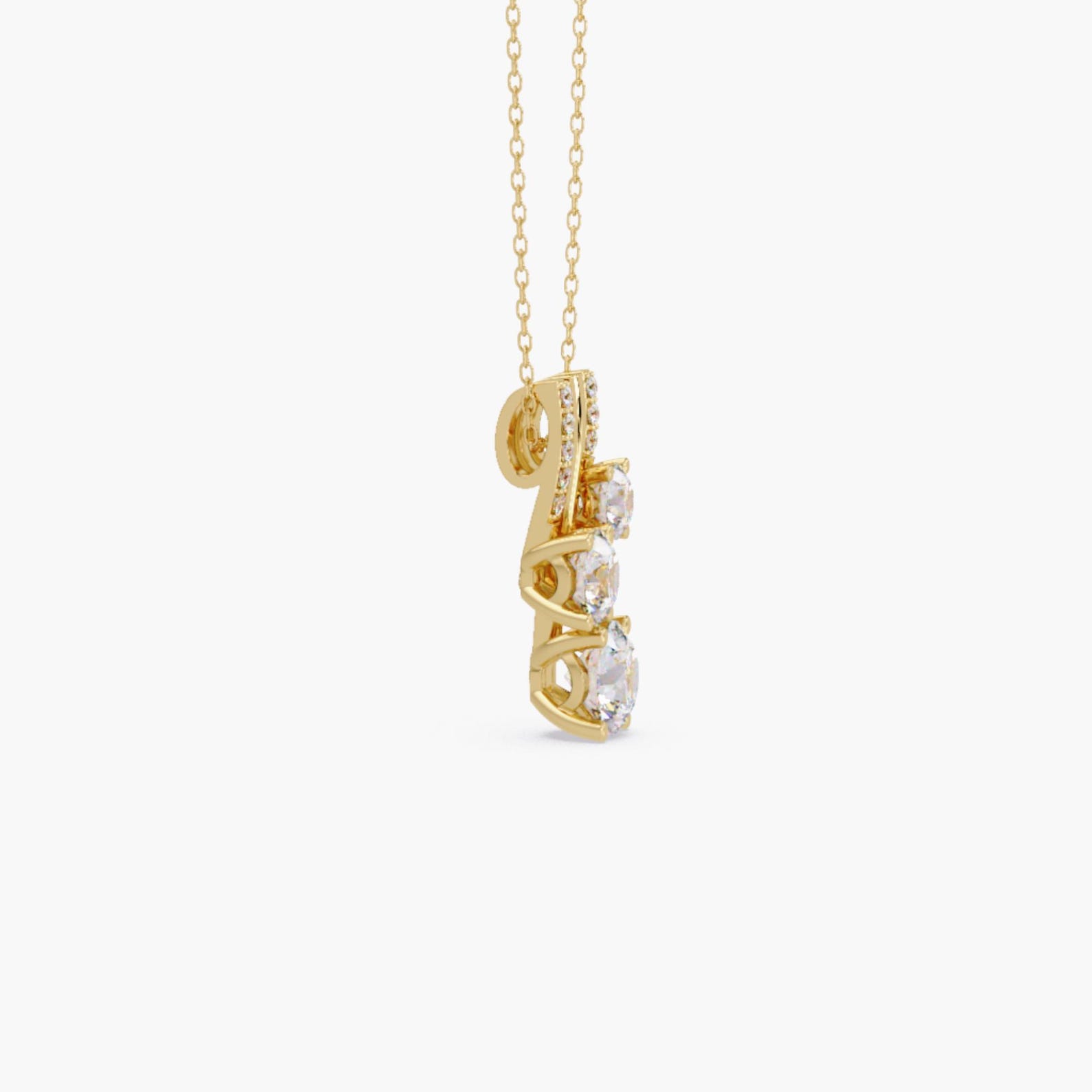 14K Gold Lab Diamond Drop Pendant Necklace: 1.5 CTW Trio Statement - Etsy