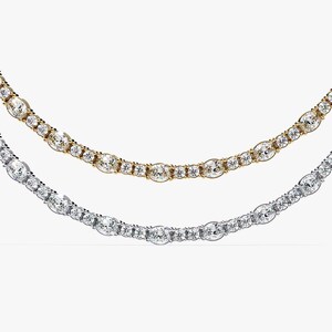 Diamond Tennis Chain Necklace Unique Statement Oval Round Diamond ...