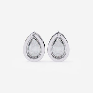 Pear Shape Natural Diamond Studs, Tear Drop Studs, 14k Gold Diamond ...