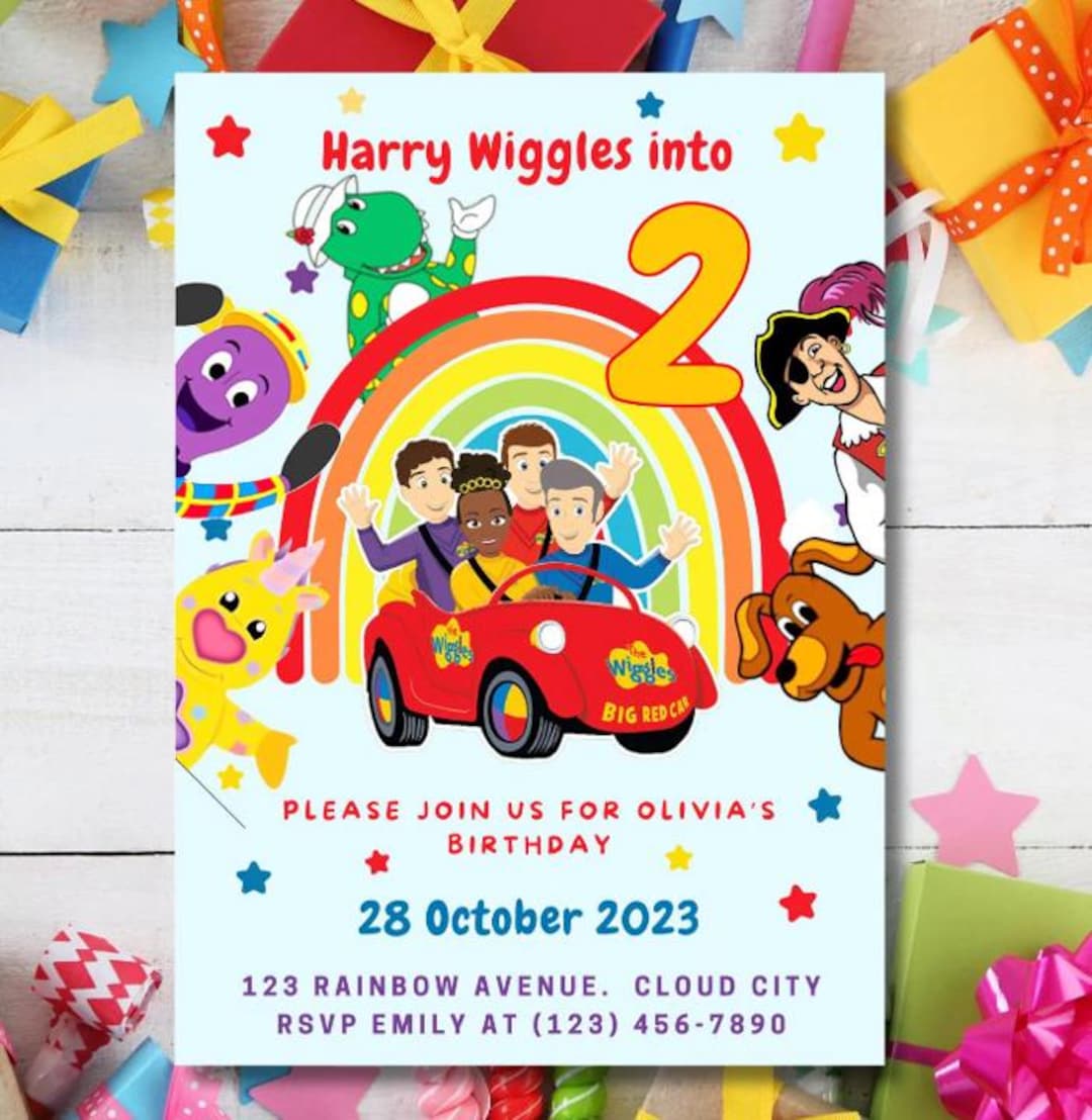 Wiggles Printable Invitation Digital Download Edit and Print Yourself ...