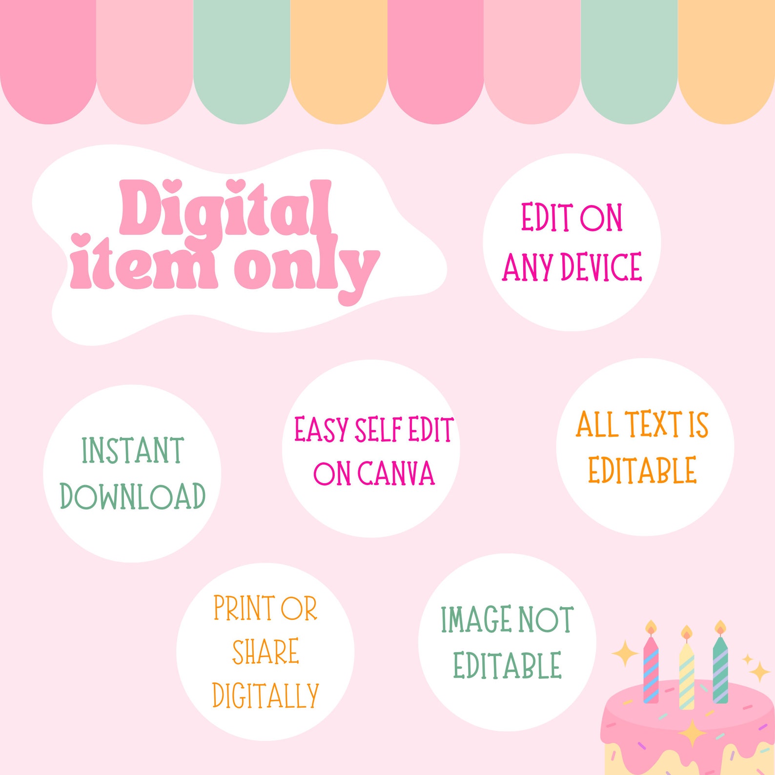 Printable Cake Topper Unicorn Print Yourself Editable Digital Download ...