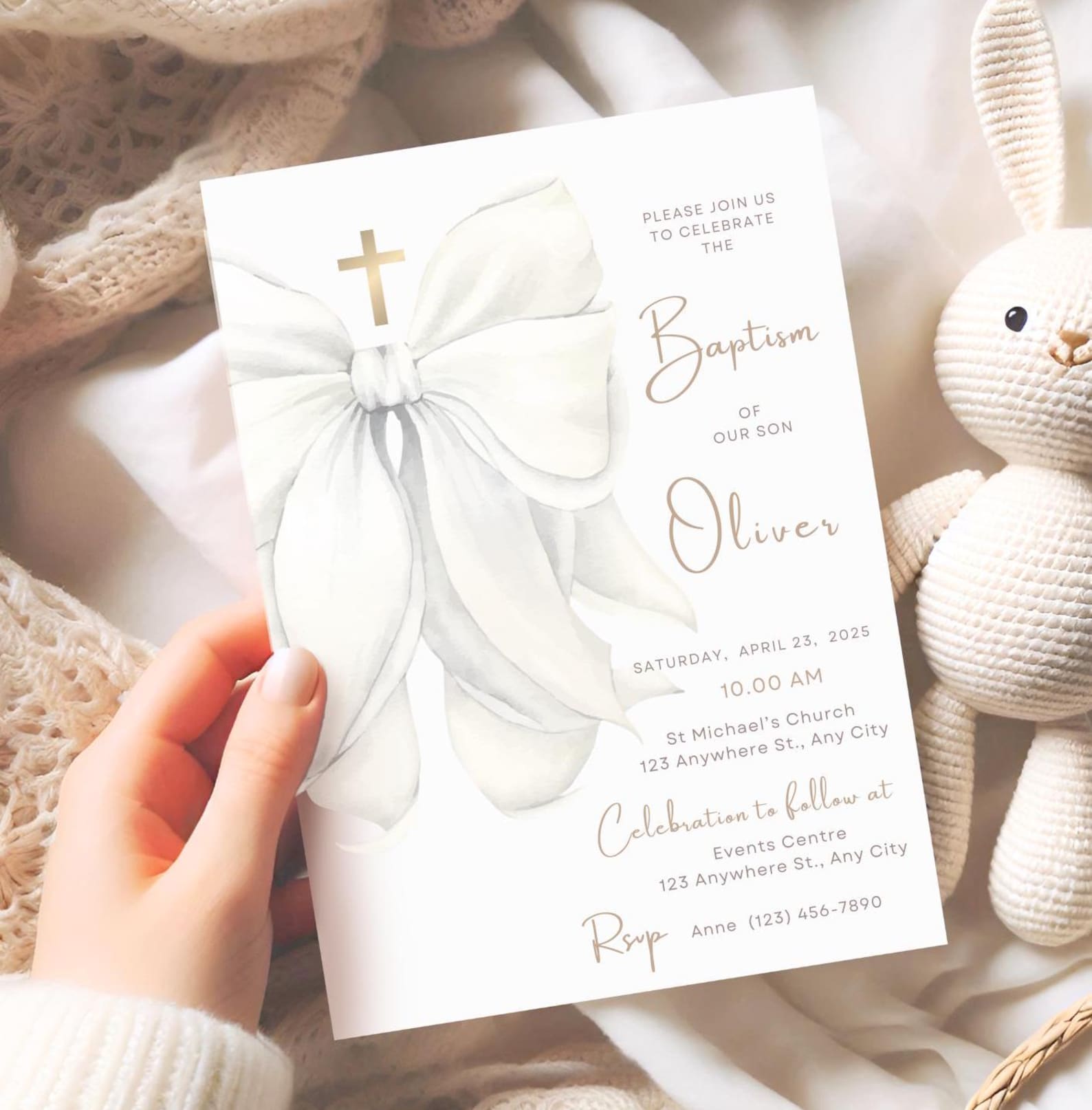 Printable Baby Baptism Invitation Edit and Print Yourself Digital ...