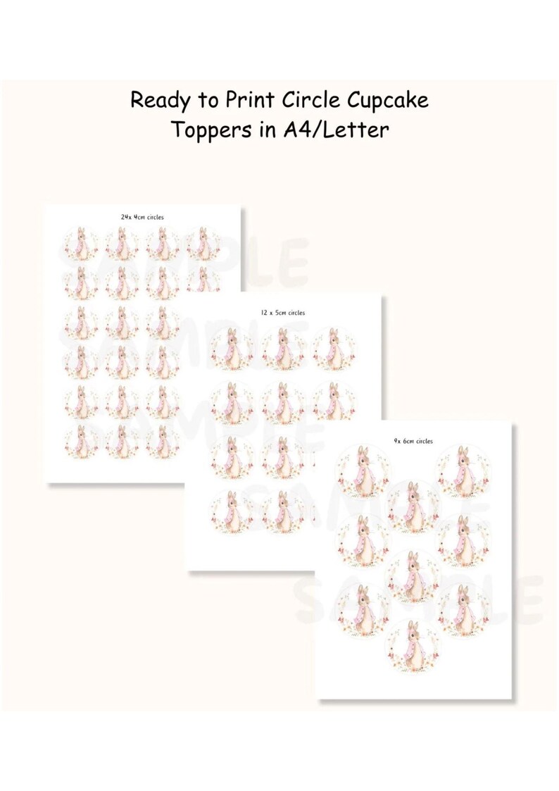 Printable Flopsy Rabbit Circle Cupcake Toppers Lily Bobtail Download ...