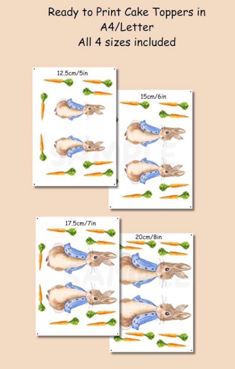 Peter Rabbit Printable Cake Toppers Print Yourself Digital Download ...