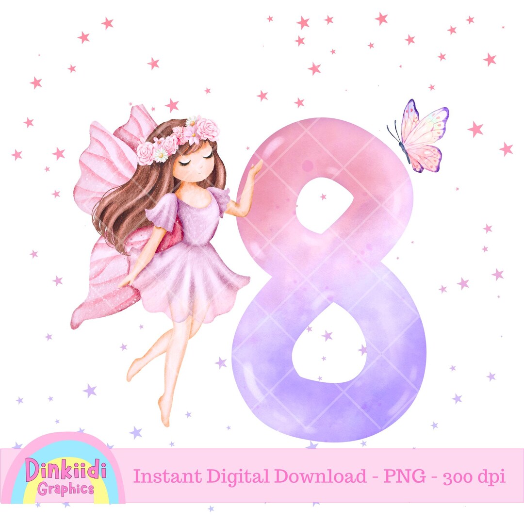 Fairy 8th Birthday PNG Sublimation Design, Instant Digital Download T ...