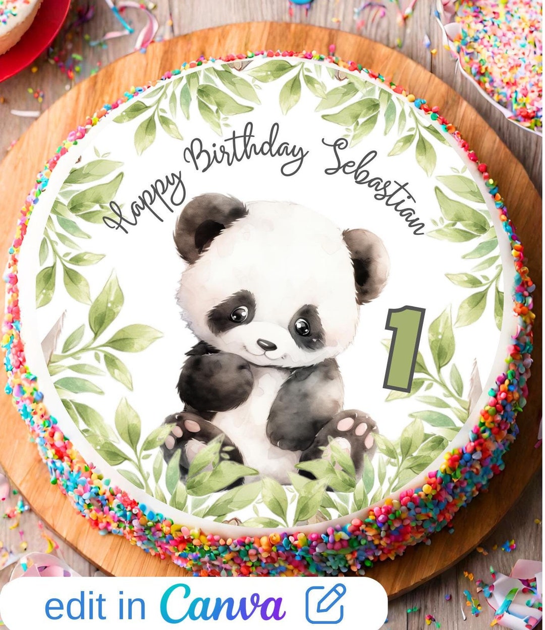 Printable Cake Topper Baby Panda Print Yourself Editable Digital ...