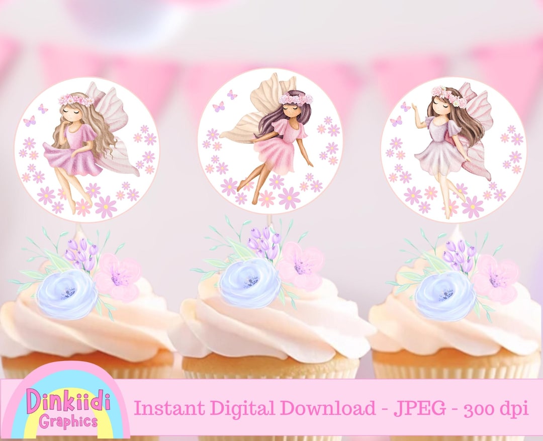 Printable Fairy Cupcake Toppers Print Yourself Digital Download Party ...