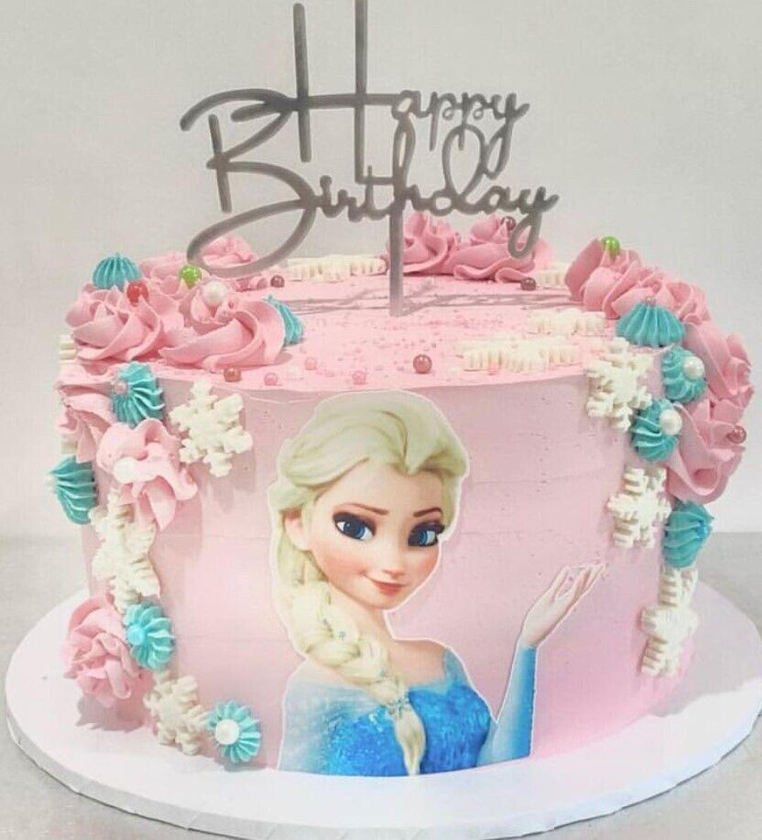 Elsa Frozen Cake Topper Edible Icing Image Decal Birthday Decoration ...