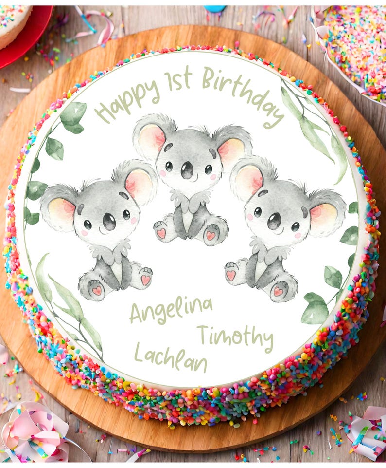 Printable Koala Triplets Cake Topper Personalized Print and Edit ...