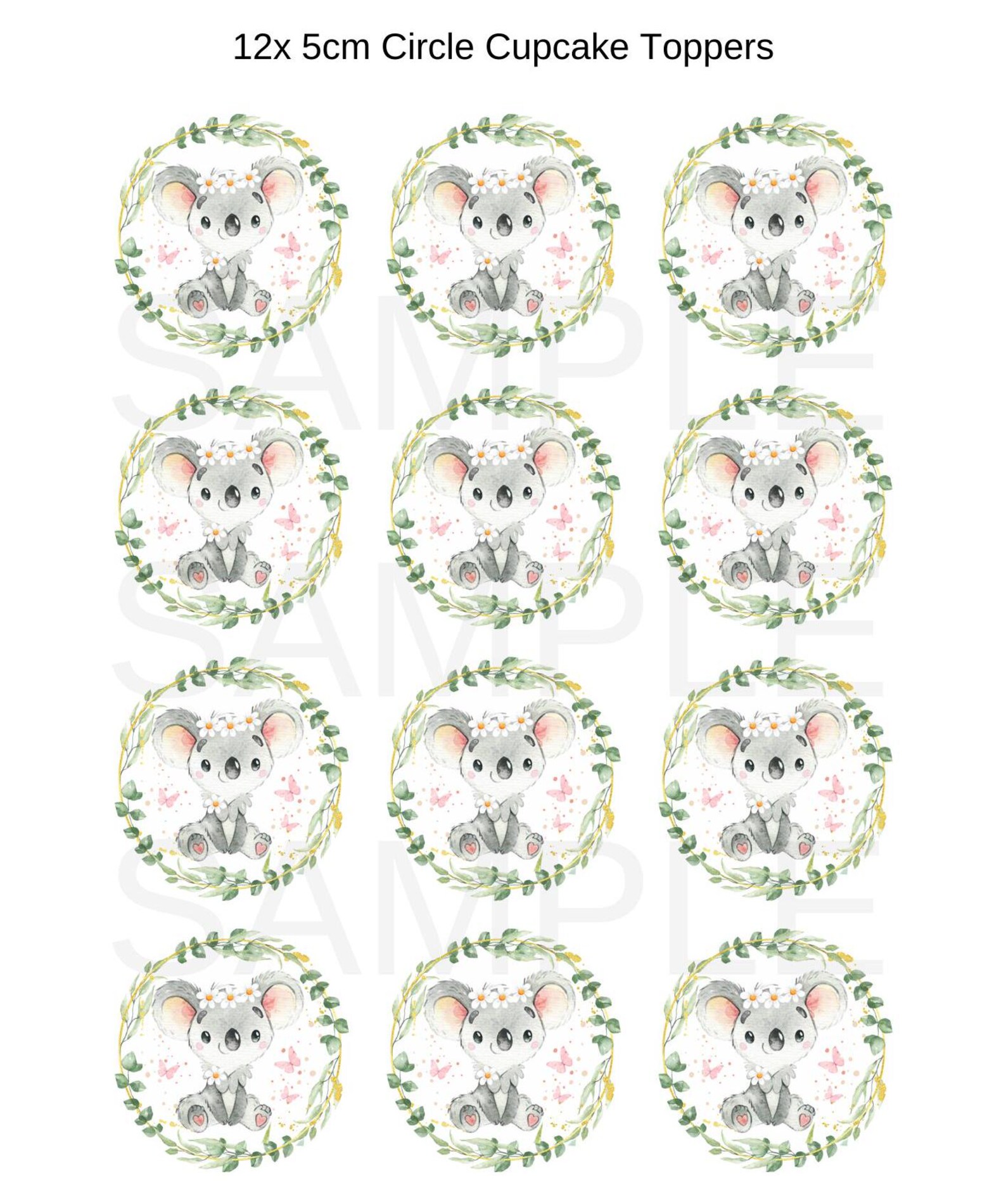 Printable Cute Koala Cupcake Toppers Print Yourself Digital Download - Etsy