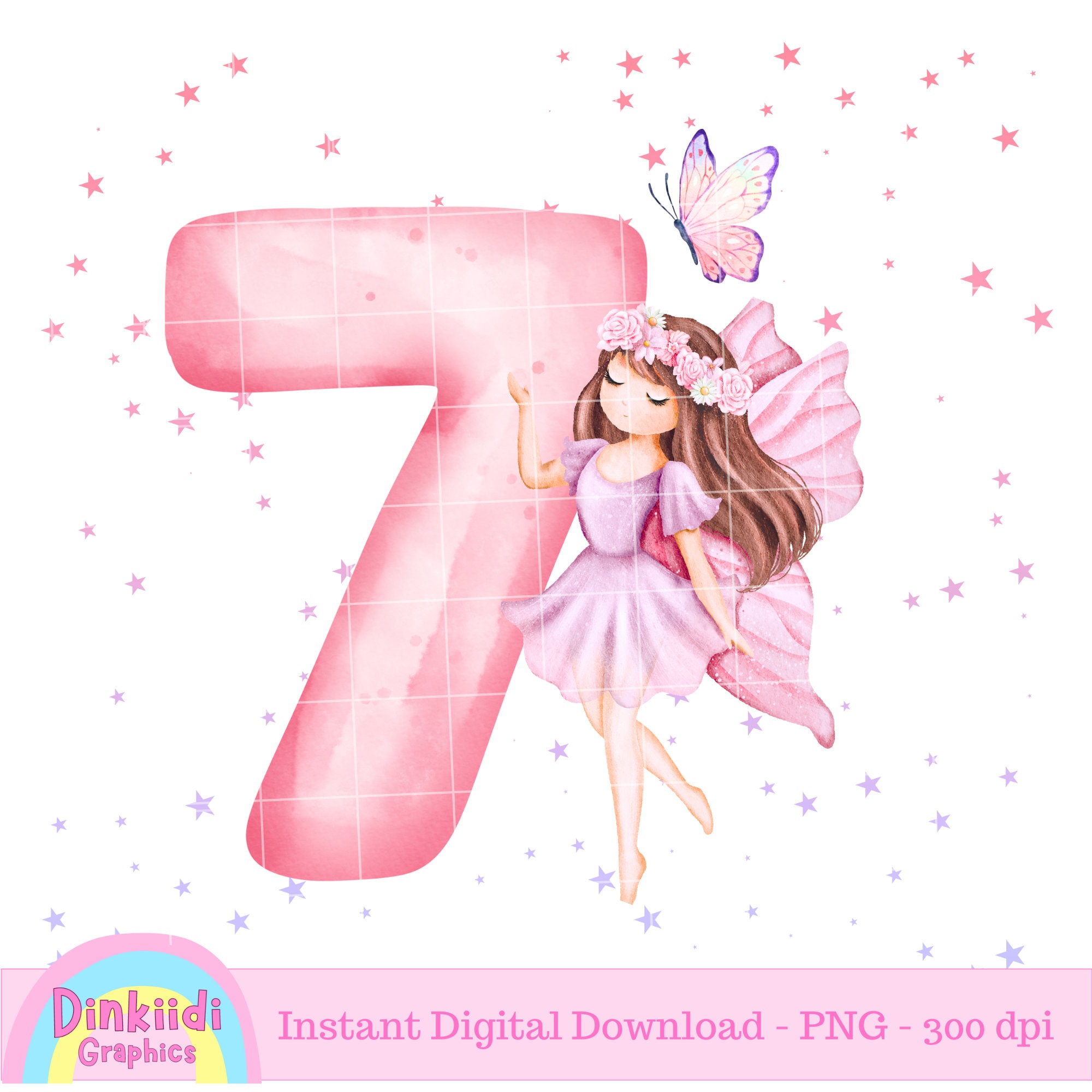 Fairy 7th Birthday PNG Sublimation Design, Instant Digital Download T ...