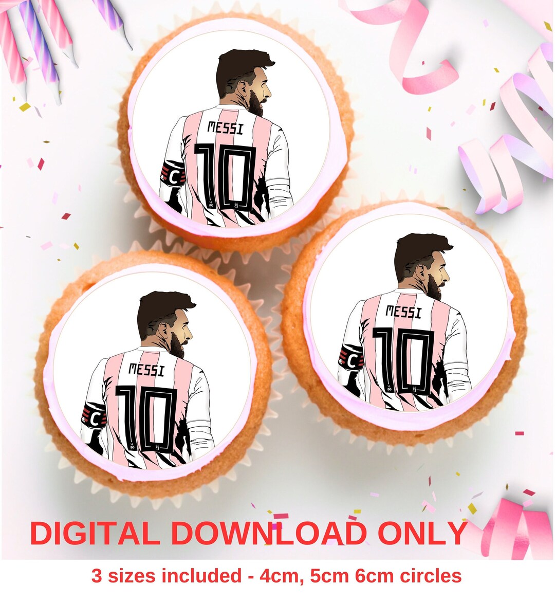 Printable Cupcake Toppers Pink Messi Soccer Print Yourself Digital ...