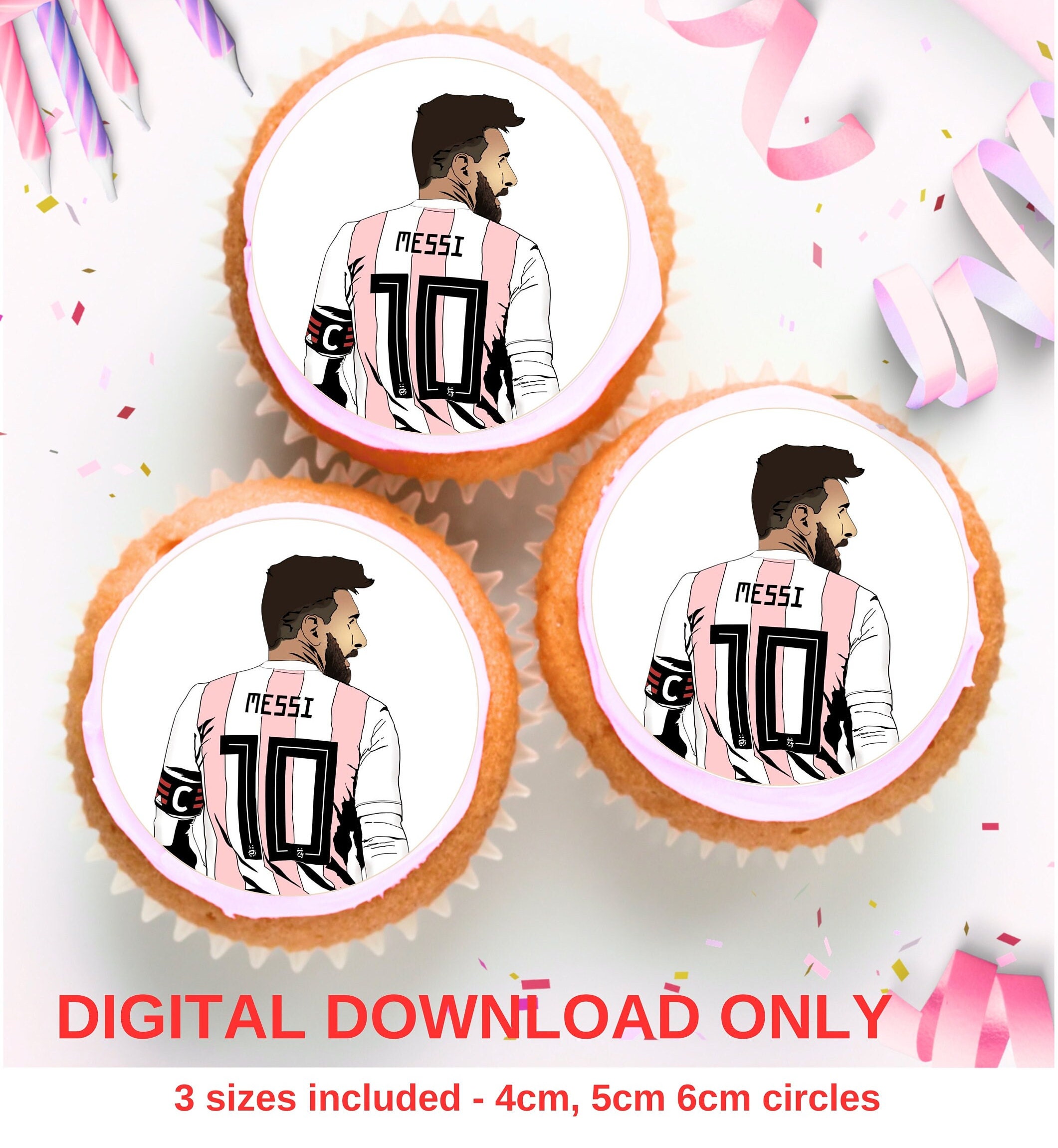 Printable Cupcake Toppers Pink Messi Soccer Print Yourself Digital ...