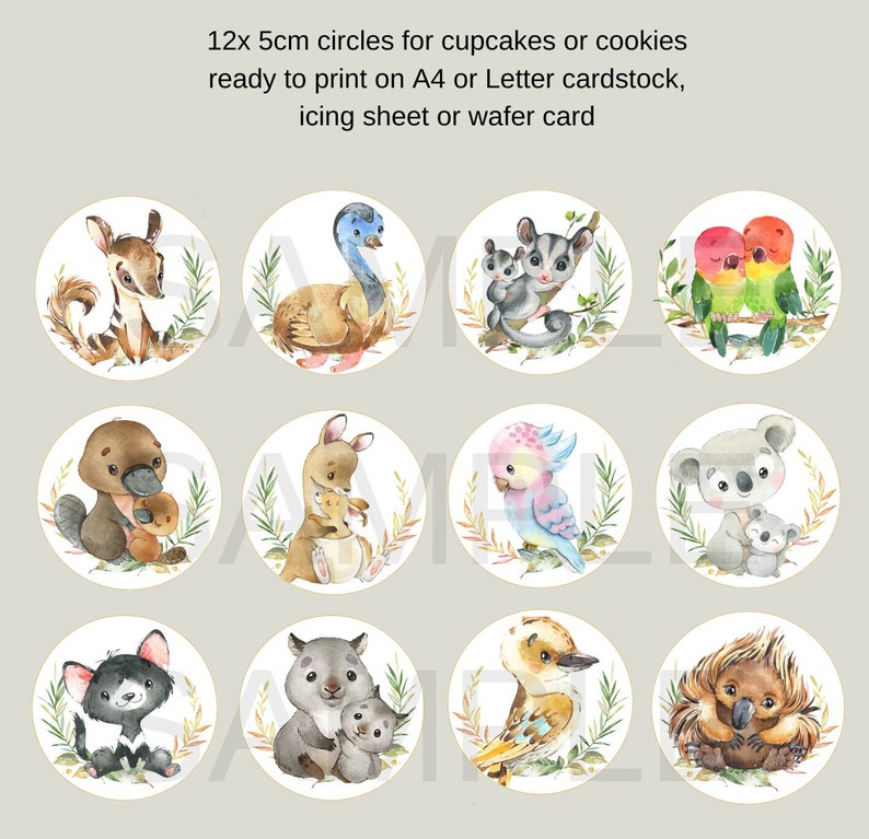 Printable Cupcake Toppers Australian Animals Print Yourself Digital ...