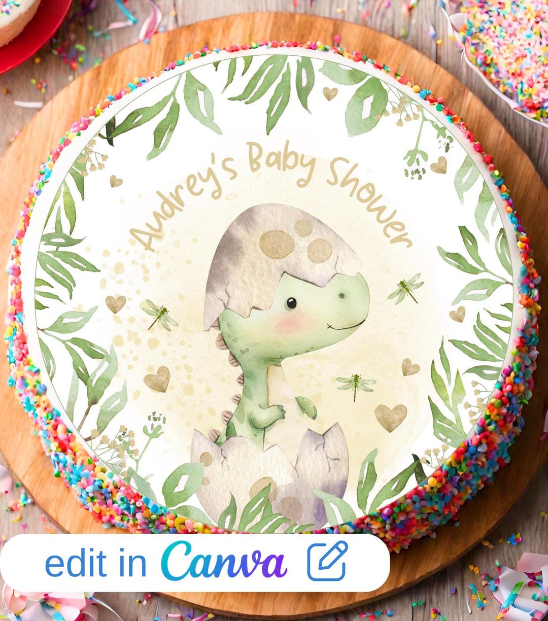 Printable Dinosaur Cake Topper Print Yourself Editable Digital Download ...