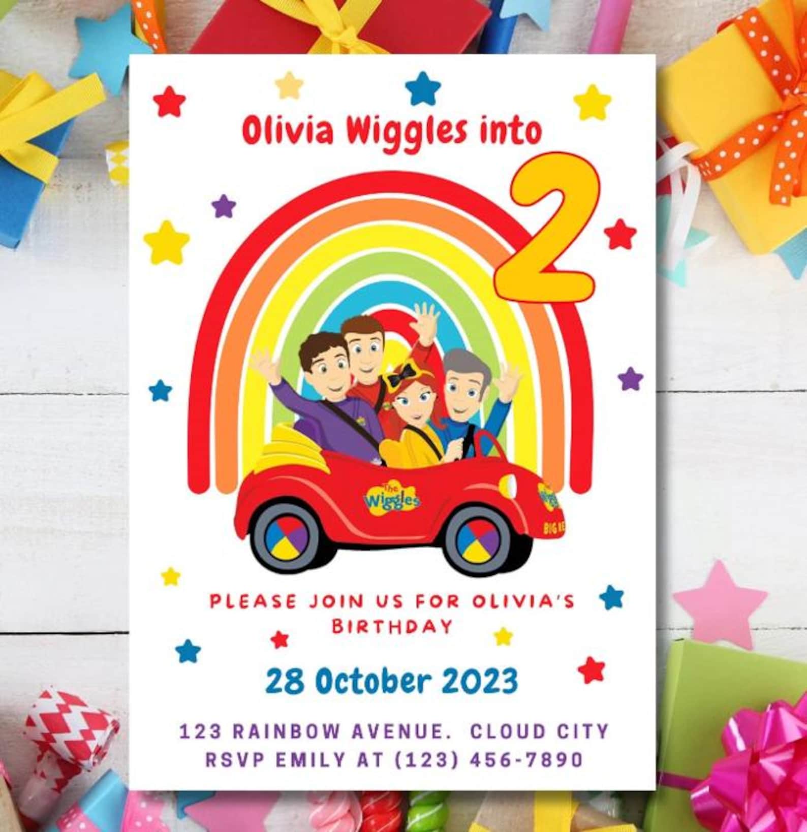 Wiggles Printable Invitation Digital Download Edit and Print Yourself ...