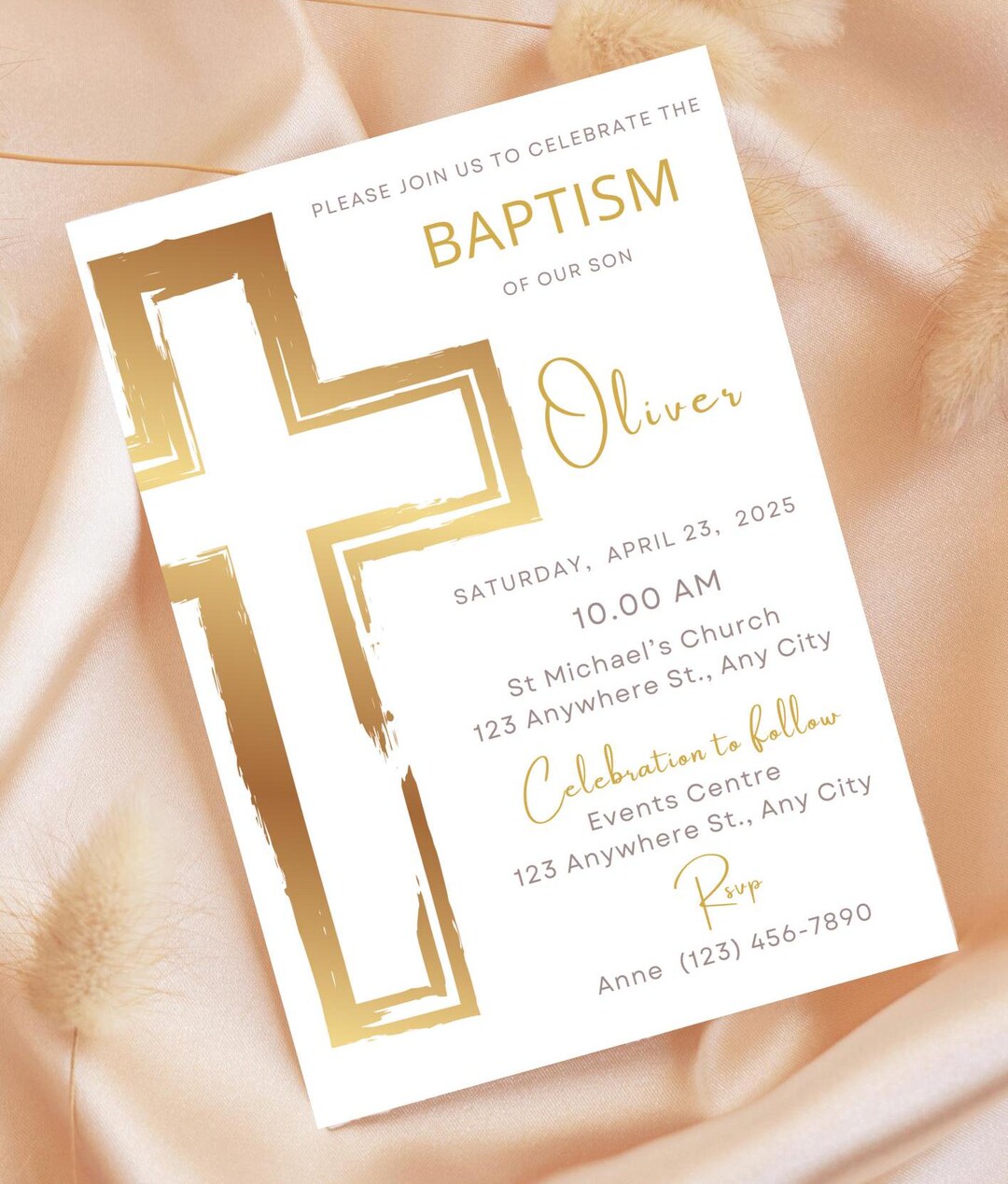 Printable Baby Baptism Invitation Edit and Print Yourself Digital ...