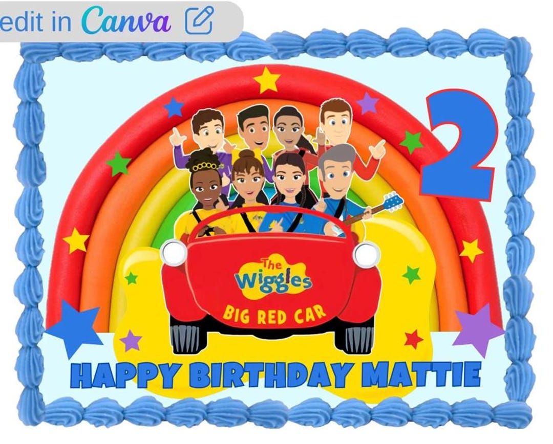 Printable Wiggles Rainbow Rectangle Cake Topper Download Edit and Print ...