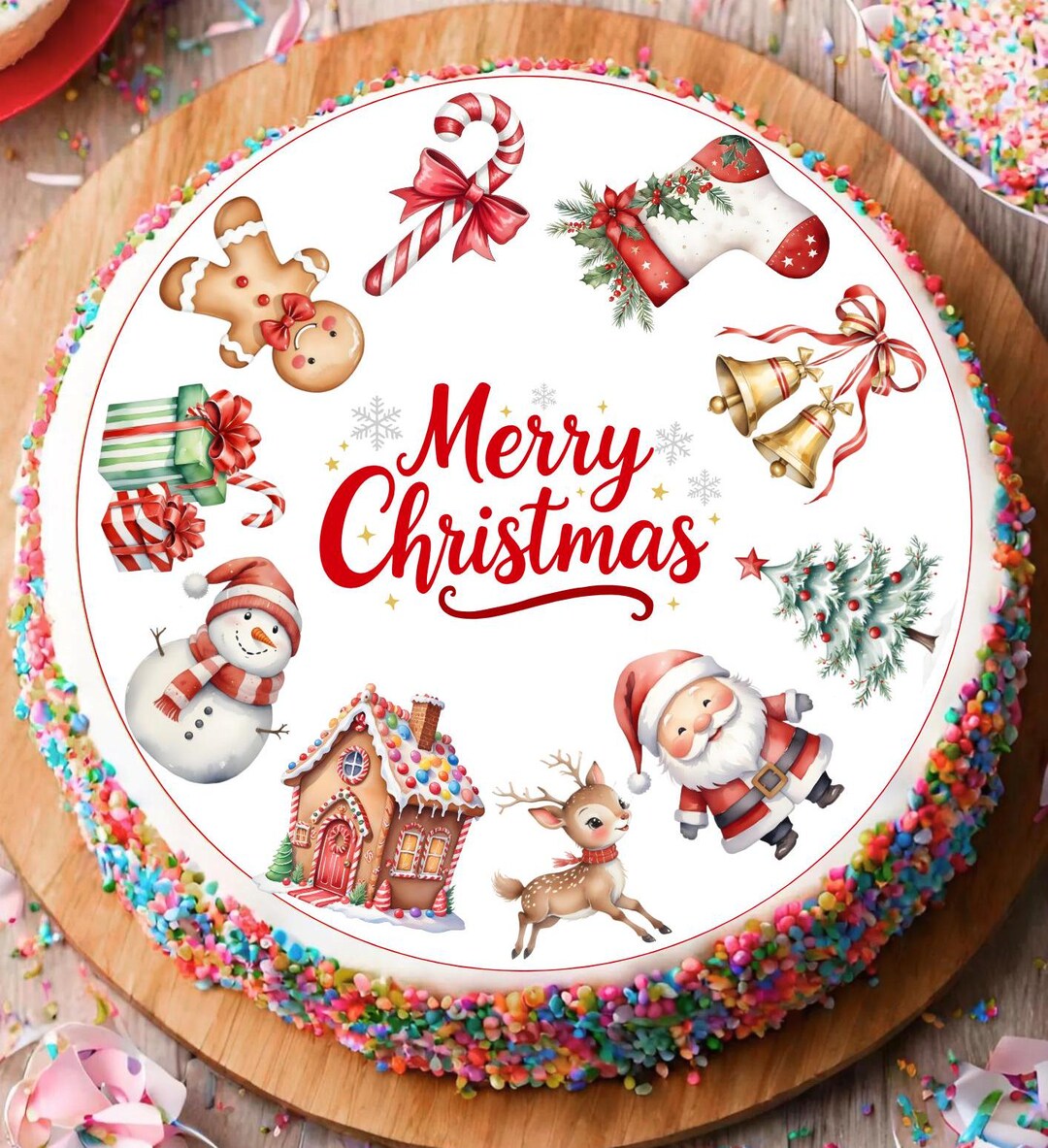 Printable Christmas Cake Topper Digital Download Print Yourself - Etsy
