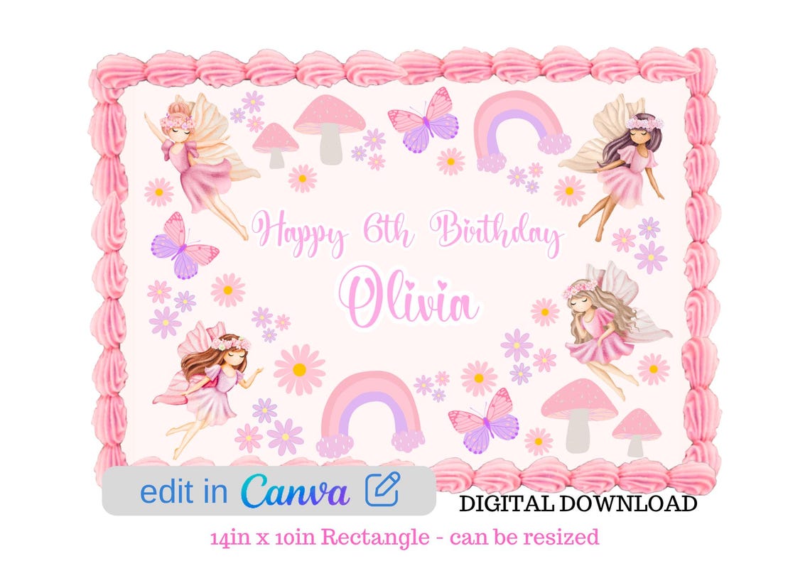 Printable Fairy Cake Topper Print Yourself Editable Digital Download ...