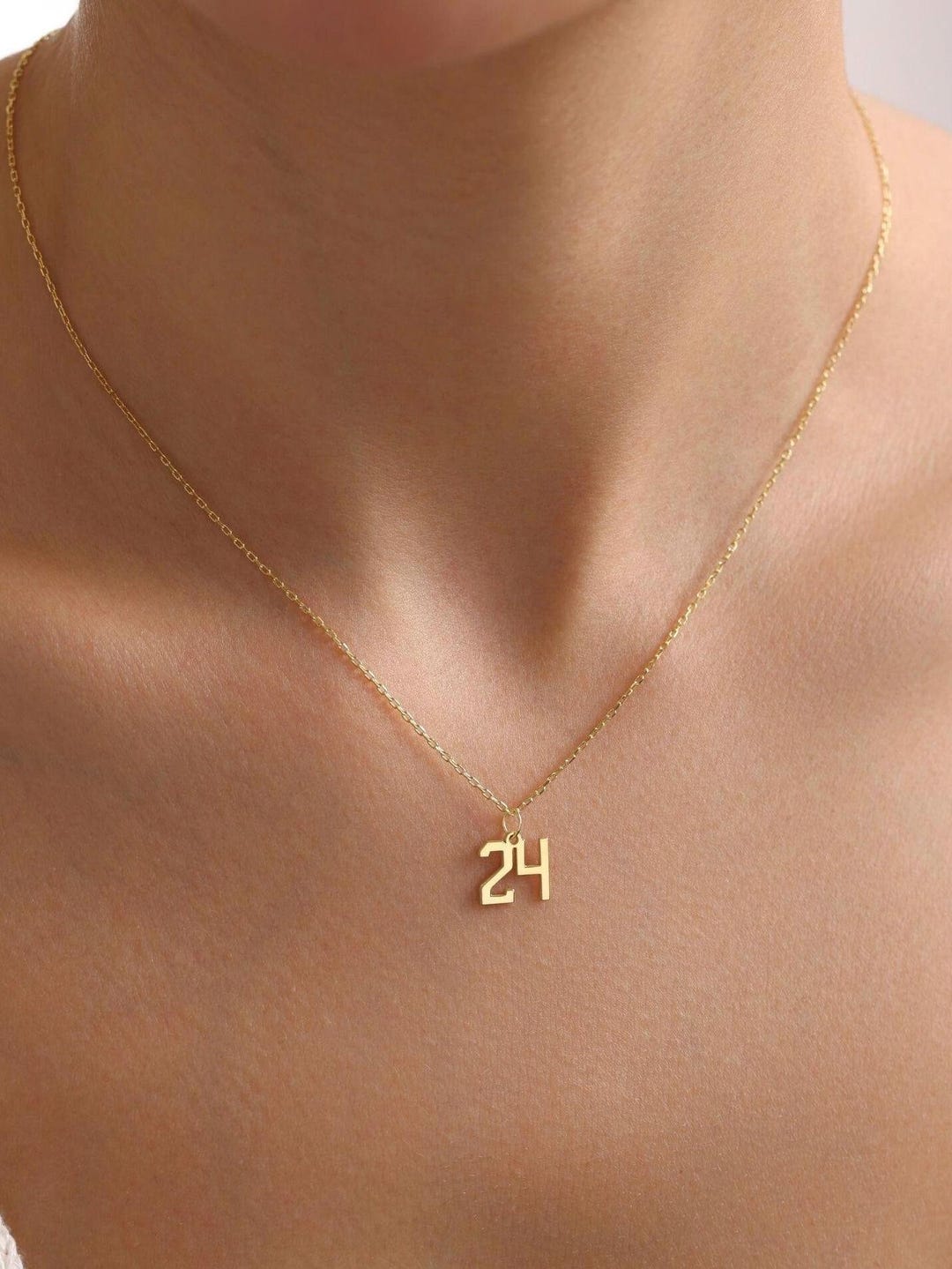 14K Gold Number Necklace: Custom Sport Number Pendant - Etsy