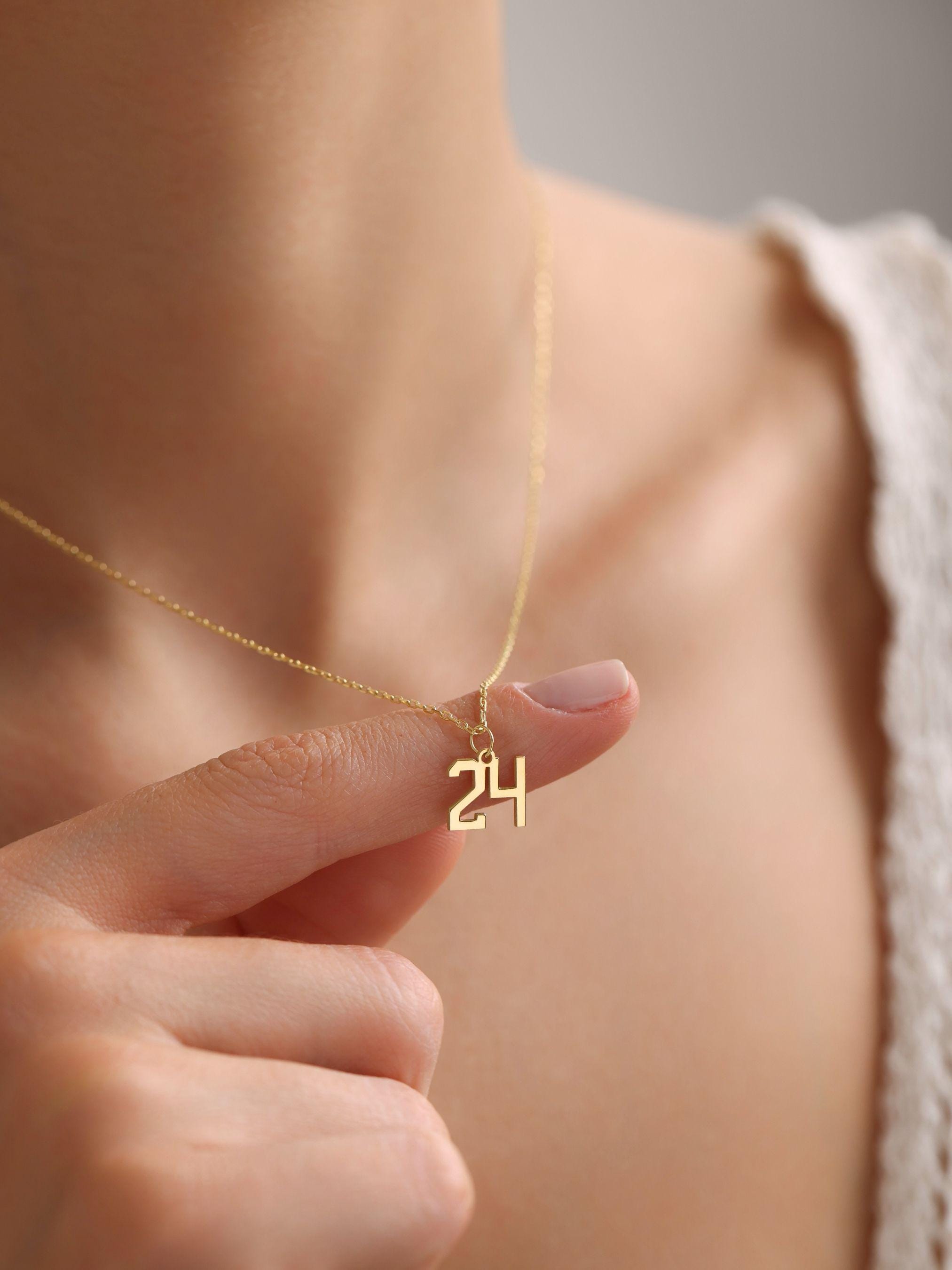 14K Gold Number Necklace: Custom Sport Number Pendant - Etsy