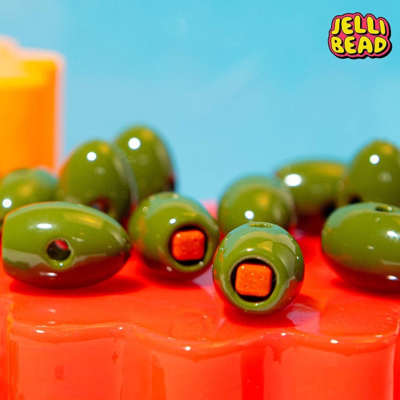 Olive Bead Charms: Kandi Friendship Bracelet Beads - Jelli Bead - Etsy