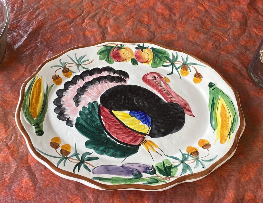 Italian Hand Painted Turkey Platter - Etsy