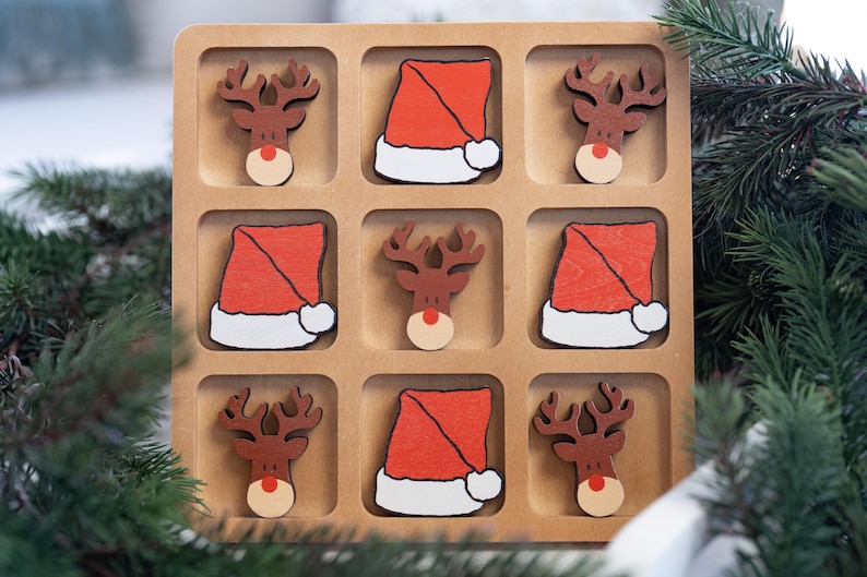 Christmas Tic Tac Toe Game: Wooden Holiday Decor - Etsy
