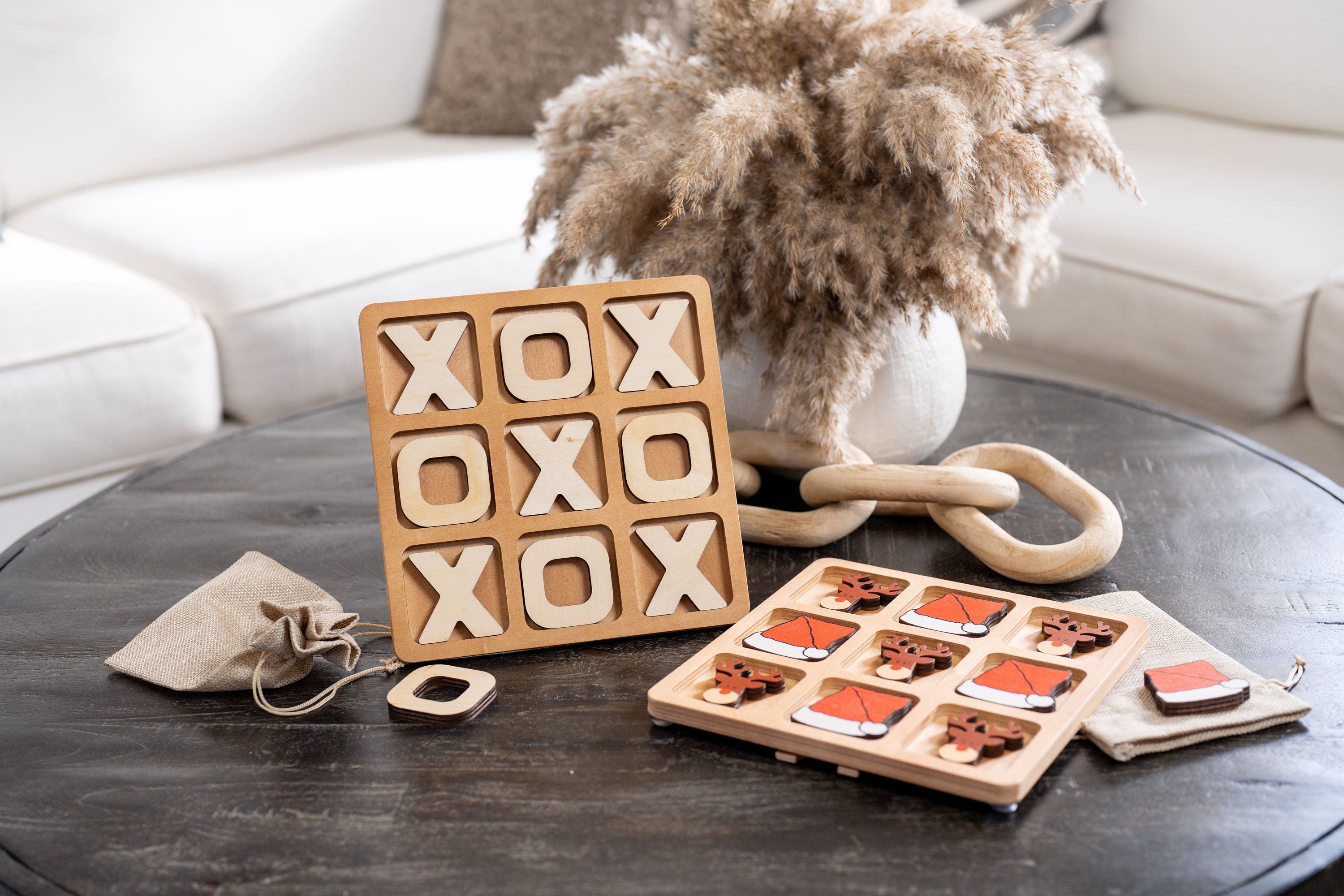 Wooden Tic Tac Toe Game, Versatile Boho Wooden Tic Tac Toe Board for ...
