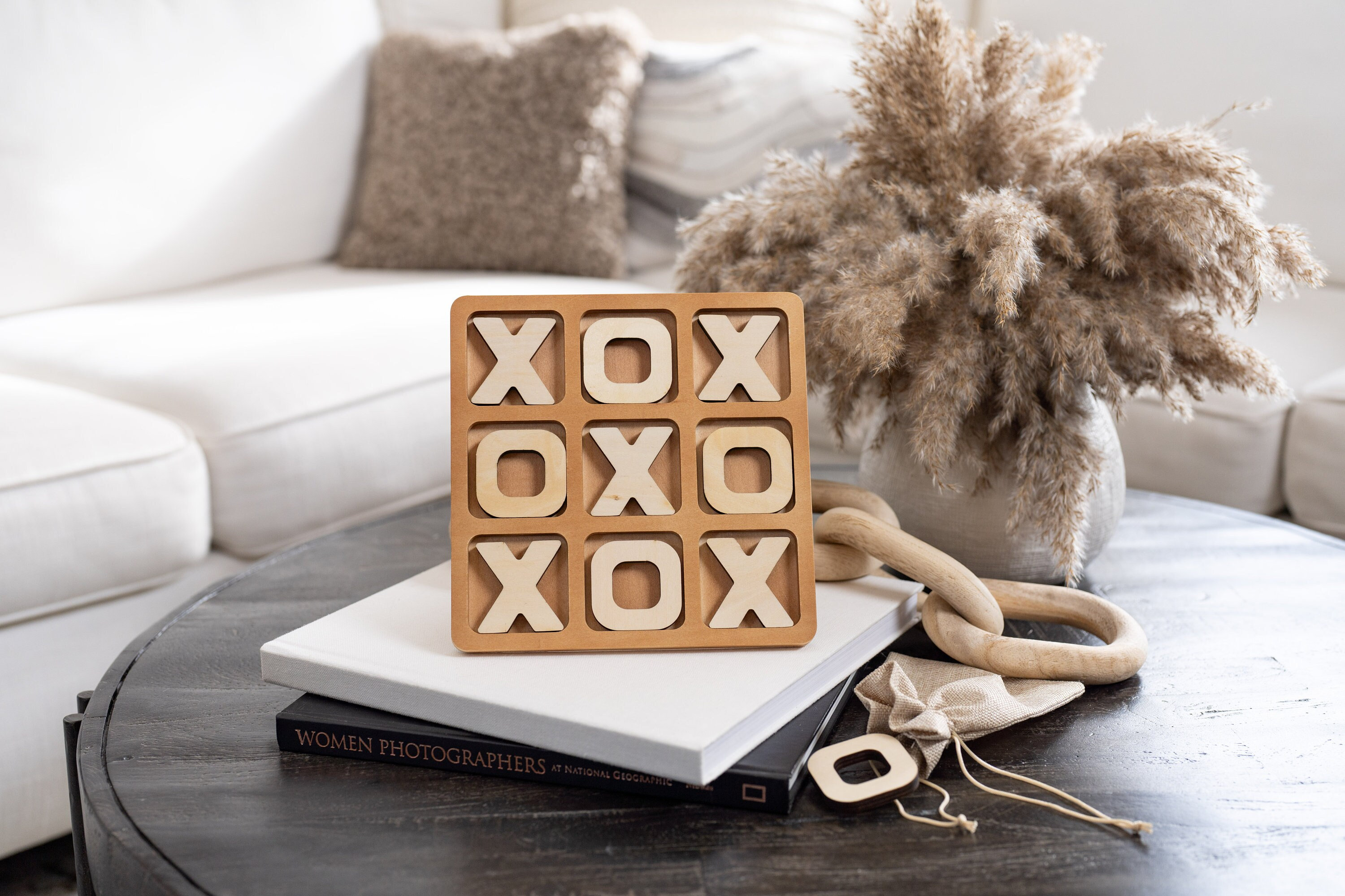 Wooden Tic Tac Toe Game, Versatile Boho Wooden Tic Tac Toe Board for ...
