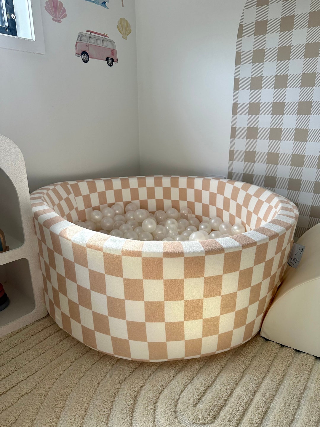 Retro Checkered Ball Pit Beige With 200 Small Balls - Etsy