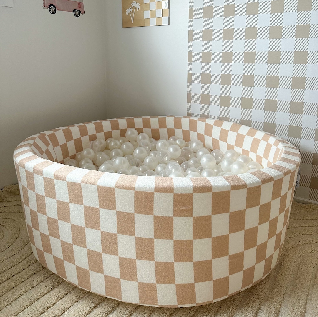 Retro Checkered Ball Pit Beige Balls Not Included - Etsy