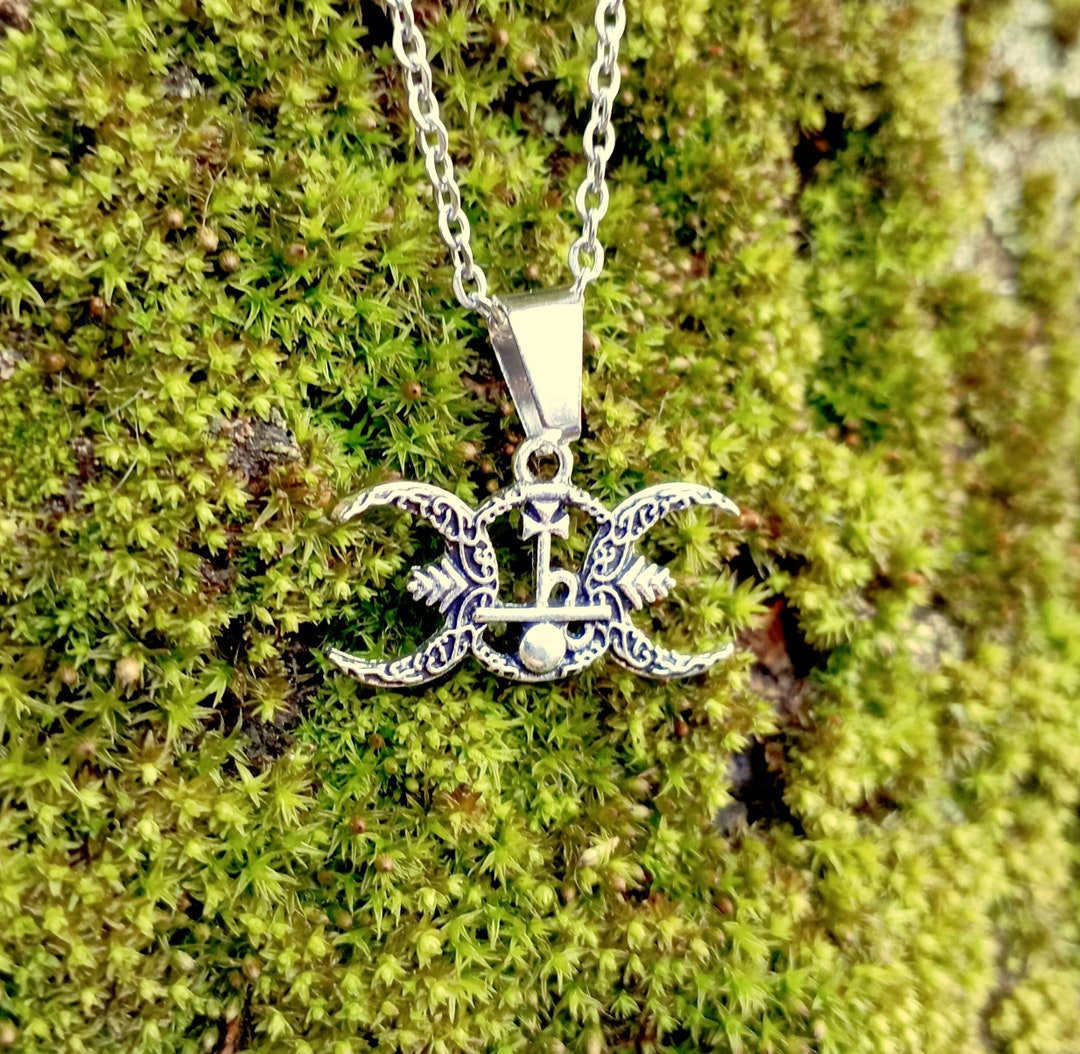 Lilith Necklace, Triple Witch Moon Symbol, Ossult Jewelry for Spiritual ...