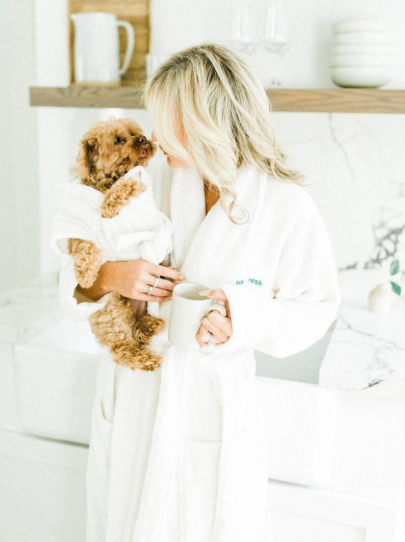 Matching Hotel-inspired Embroidered Robe for Dogs and People ...