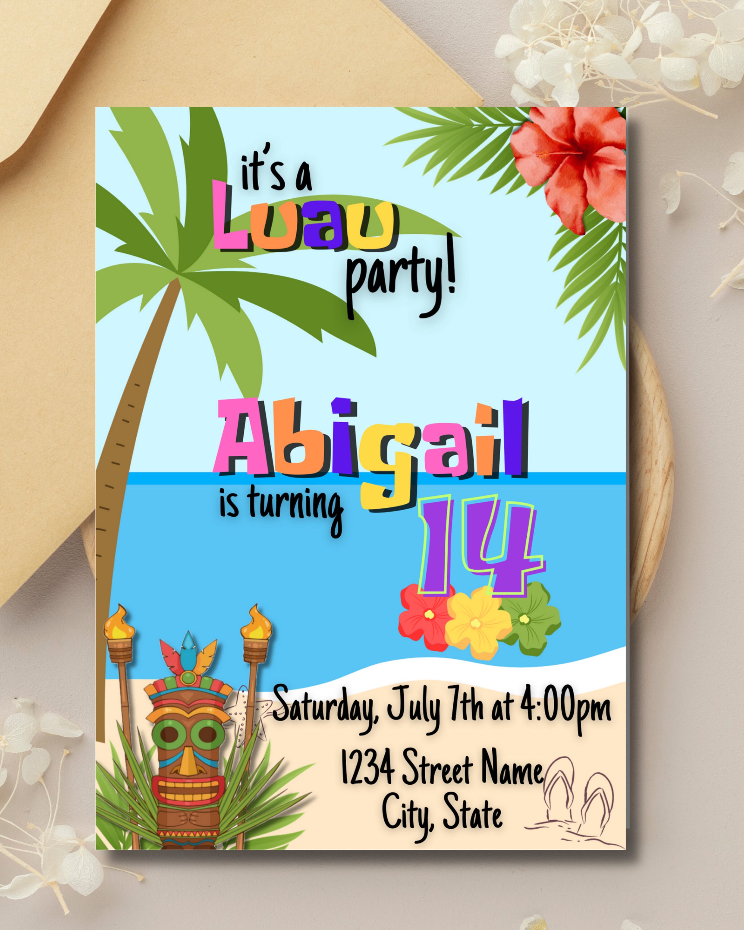 Luau Party Digital Download Invitation | Birthday Party | 5x7 ...