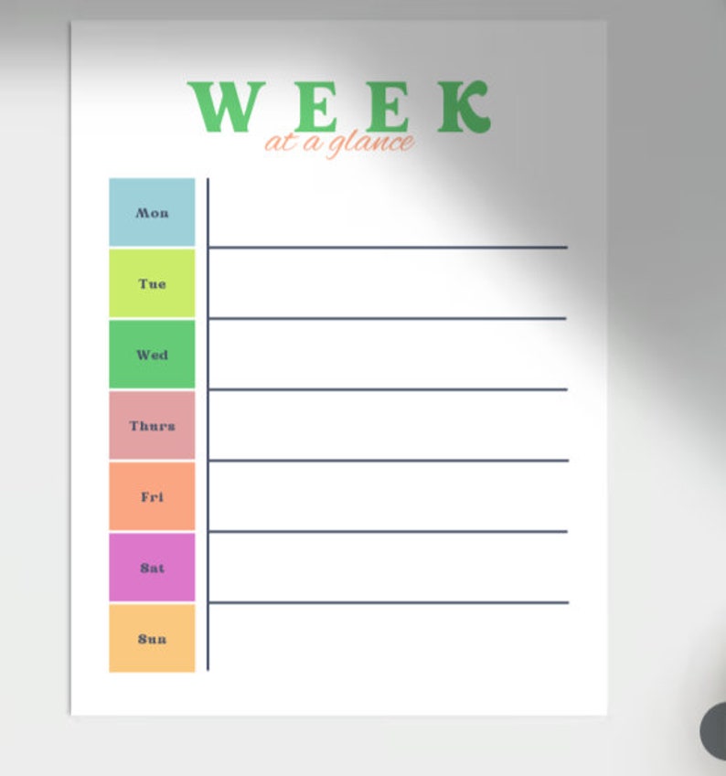 Colorful Weekly Planner - Etsy