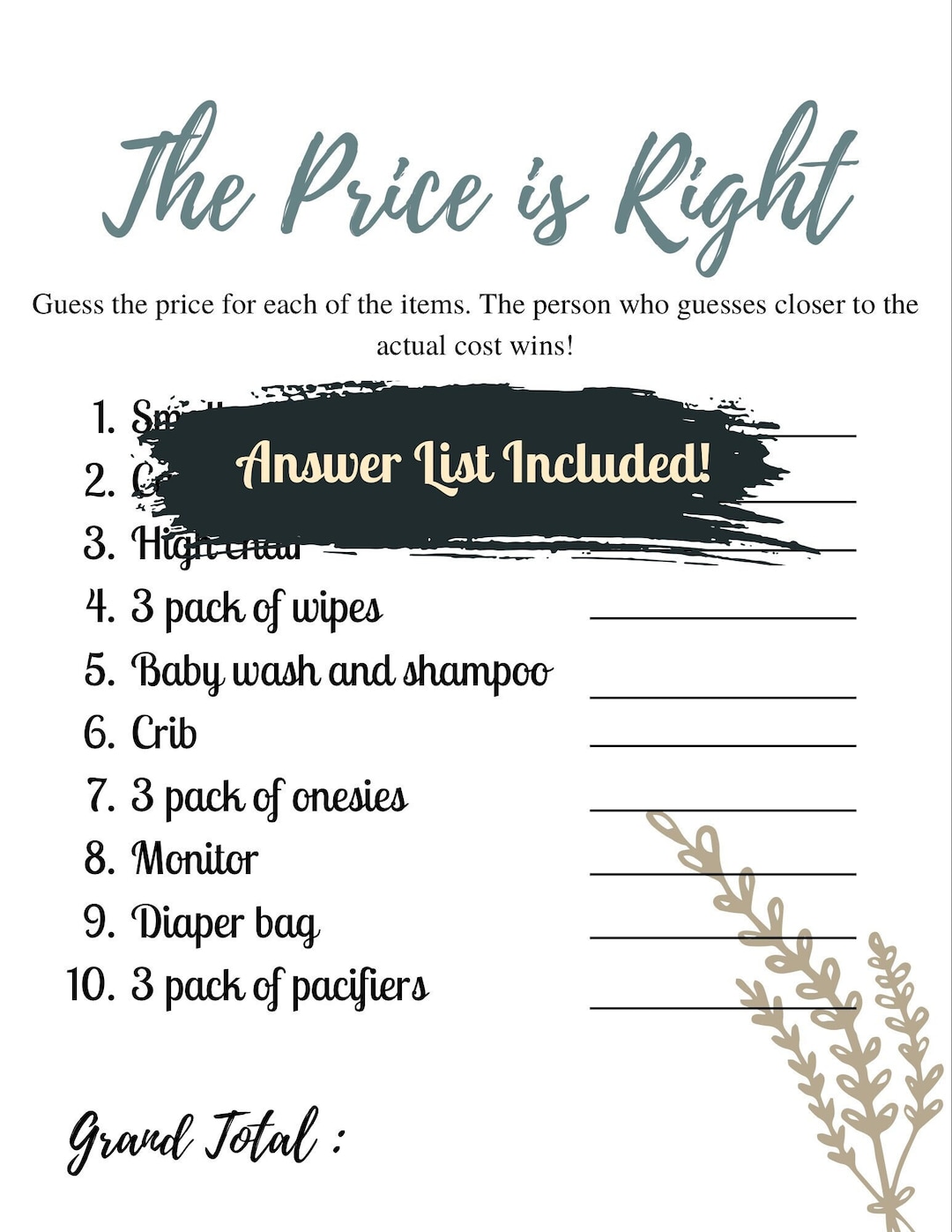 Price is Right Game Baby Edition - Etsy