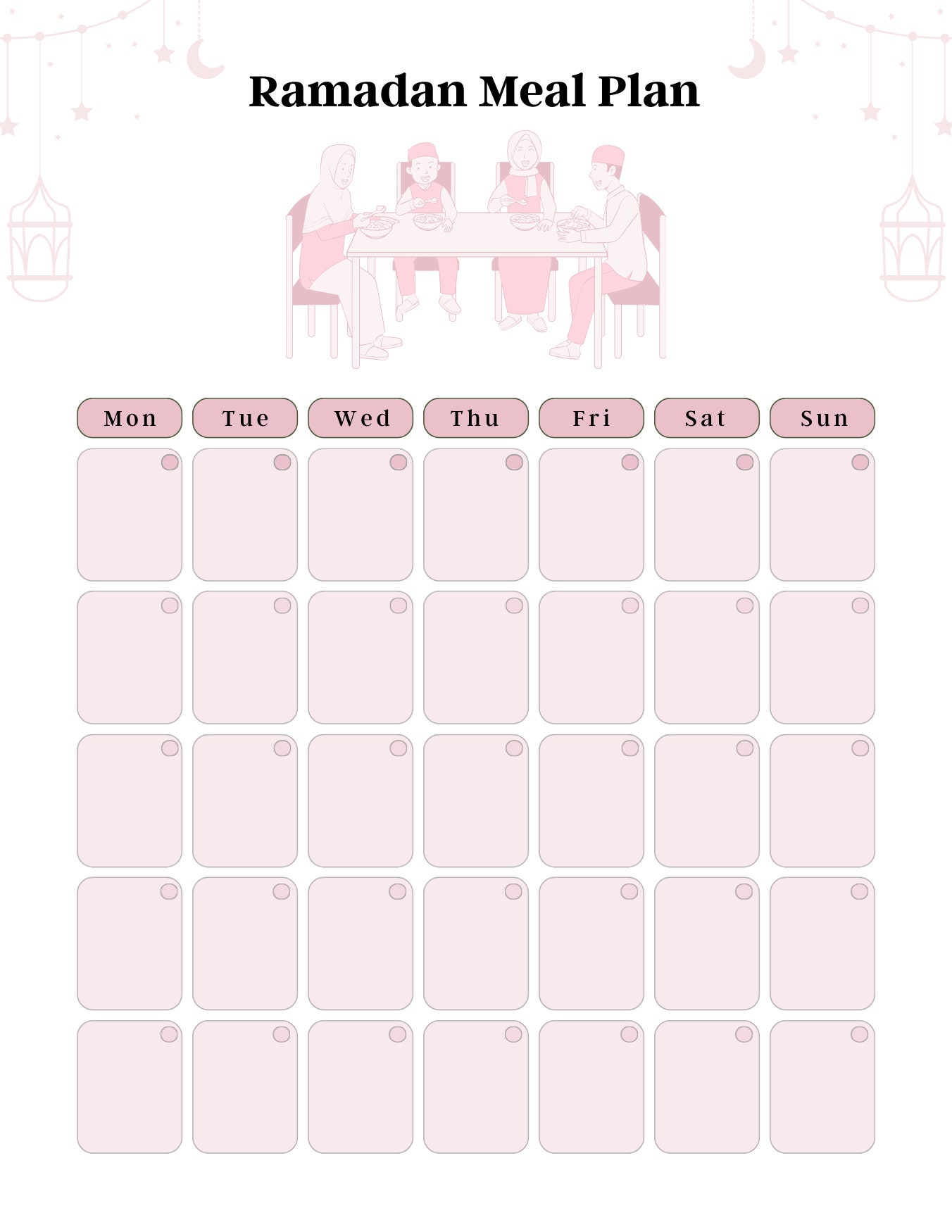 Beautiful Pink Muslim Ramadan 2024 Printable Planner: Organize Your ...