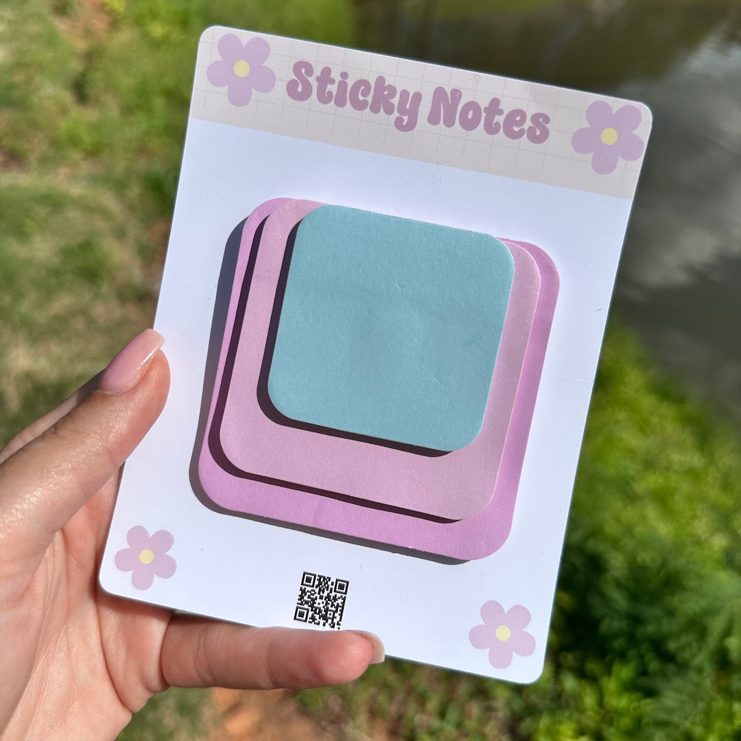 Blue Pastel Sticky Note Trio, Desk Accessories, Sticky Pad, Aesthetic ...