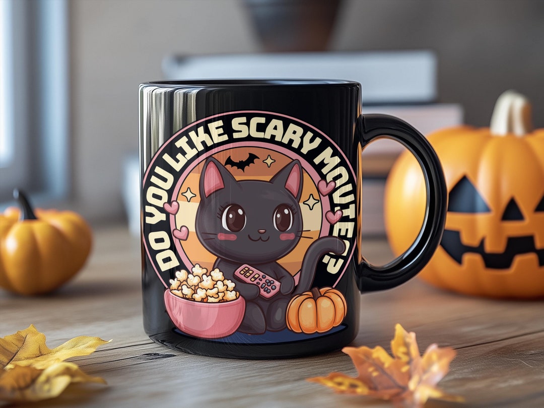 Scream Ghostface Cat Ceramic Halloween Mug "do You Like Scary Movies ...