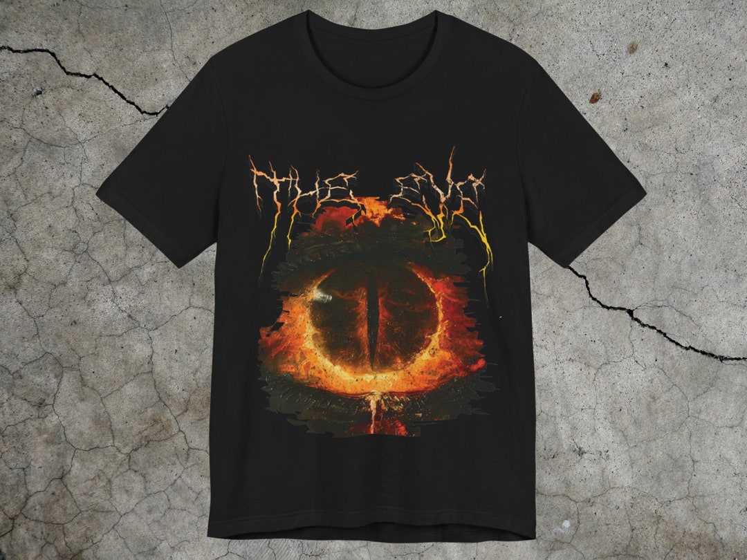 Eye of Sauron Graphic Tee: Black Metal Band Style, Lord of the Rings ...
